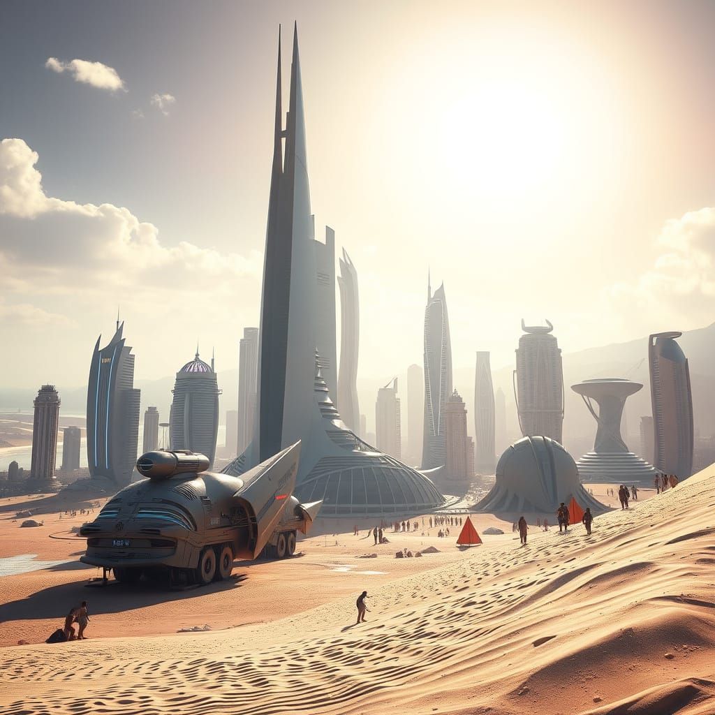 Eternal Beach Metropolis in 33 Hertz Resonance, De... - AI Art