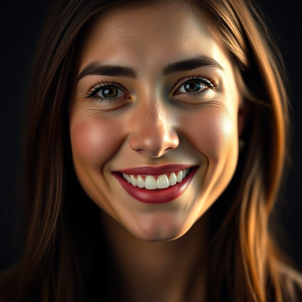 portrait of a young happy Jewish woman, the change of colors, shadows ...