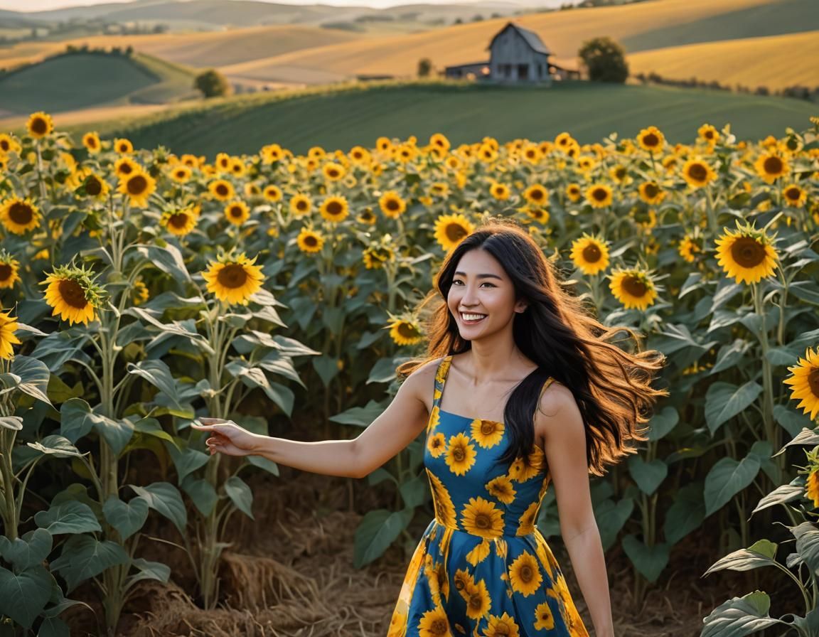 I can almost hear her laughter echoing through the sea of radiant blooms. - AI Generated Artwork ...