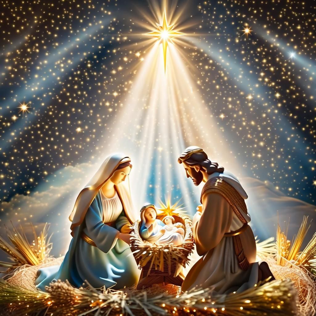 Beautiful Nativity Scene With Joseph Mary and Jesus - masterpiece-AR1x1 ...