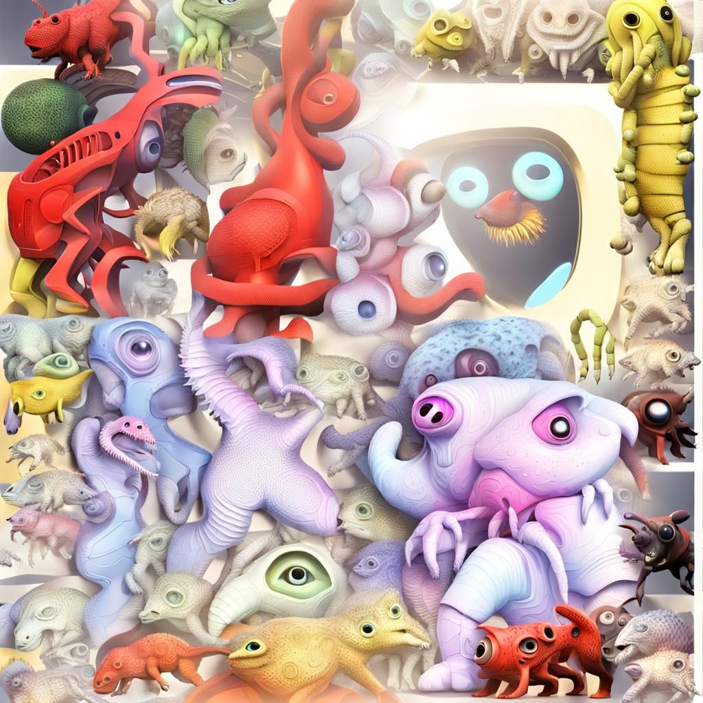 mutant sci-fi creatures of different sort both organic and inorganic ...