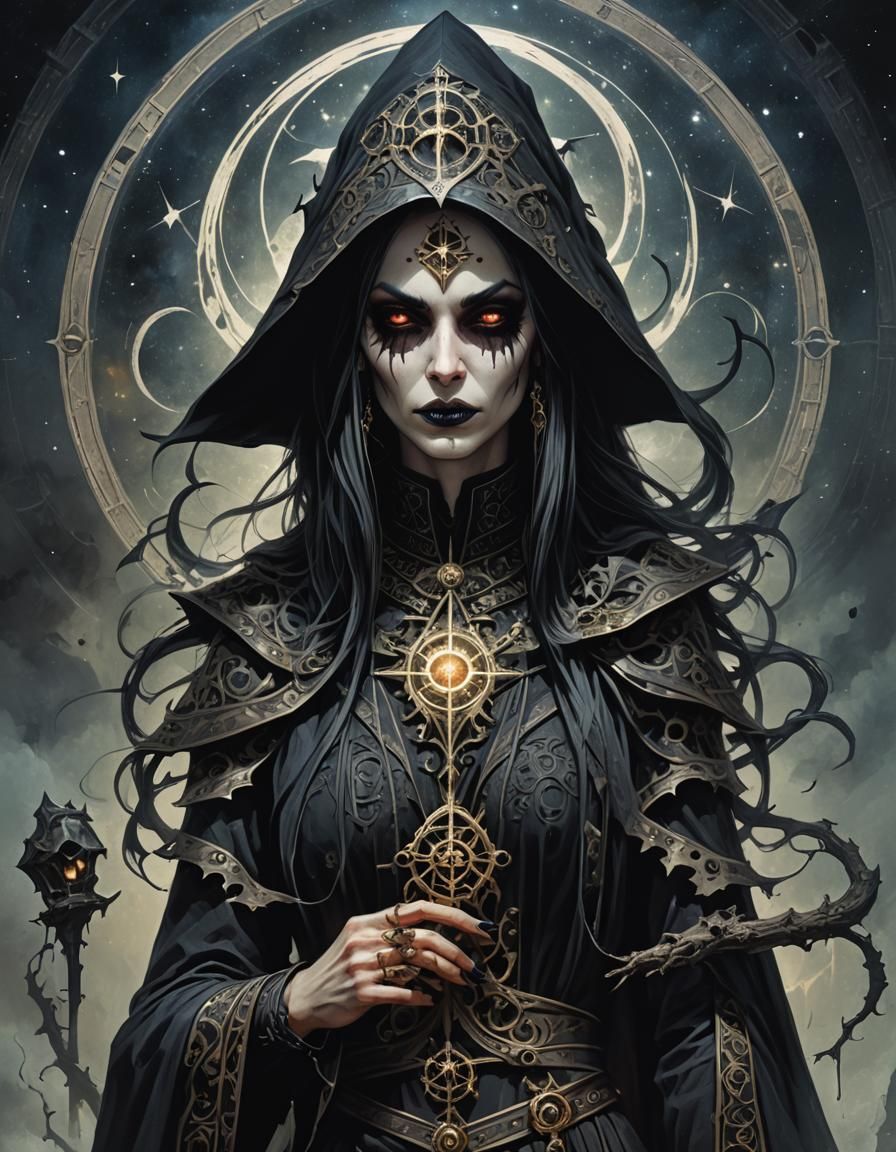 beautiful gothic celestial cultist witch - AI Generated Artwork ...