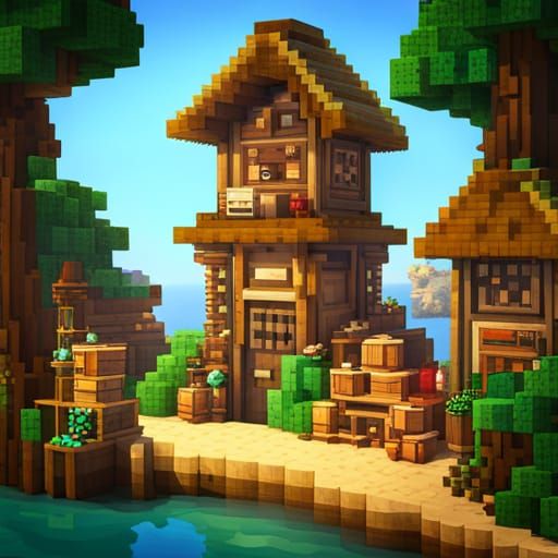 minecraft tiki bar - AI Generated Artwork - NightCafe Creator