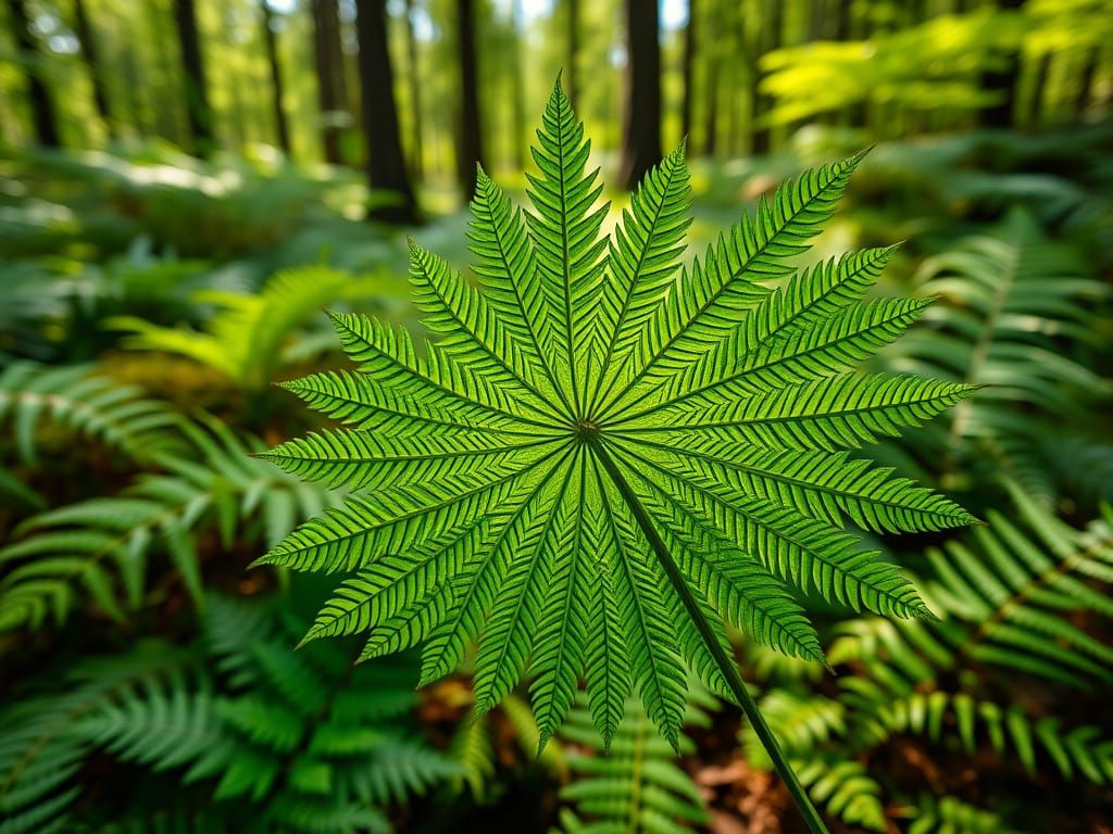 a fern leaf - Emerald Fern Leaf Unfolds in Nature's Harmonio...