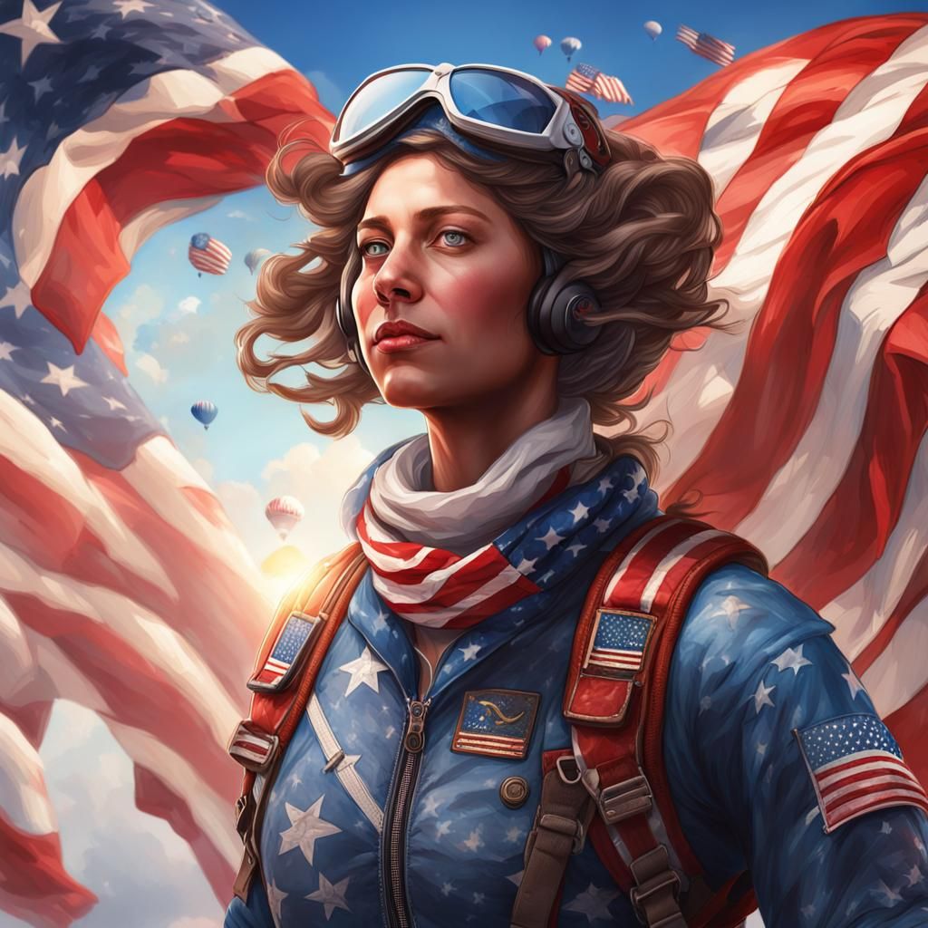 Betsy Ross listening to her tunes before hitting the skies. - AI ...