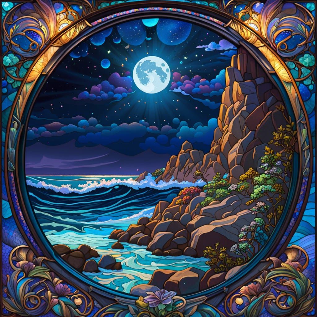 Rocky Shoreline of a cove inlet - AI Generated Artwork - NightCafe Creator