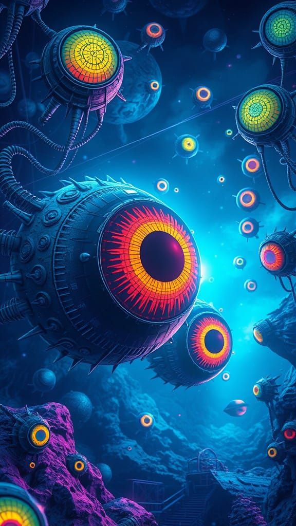 plethora of cyberpunk Eyeballs, Lisa Frank ; Beautiful, Volumetric ...