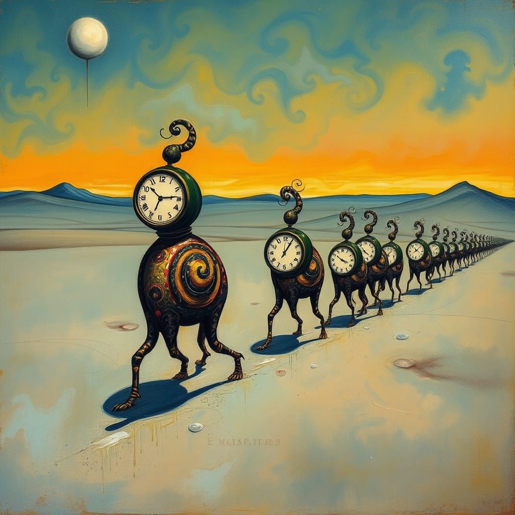 Land of the marching clocks - Surrealist Parade of Twisted C...