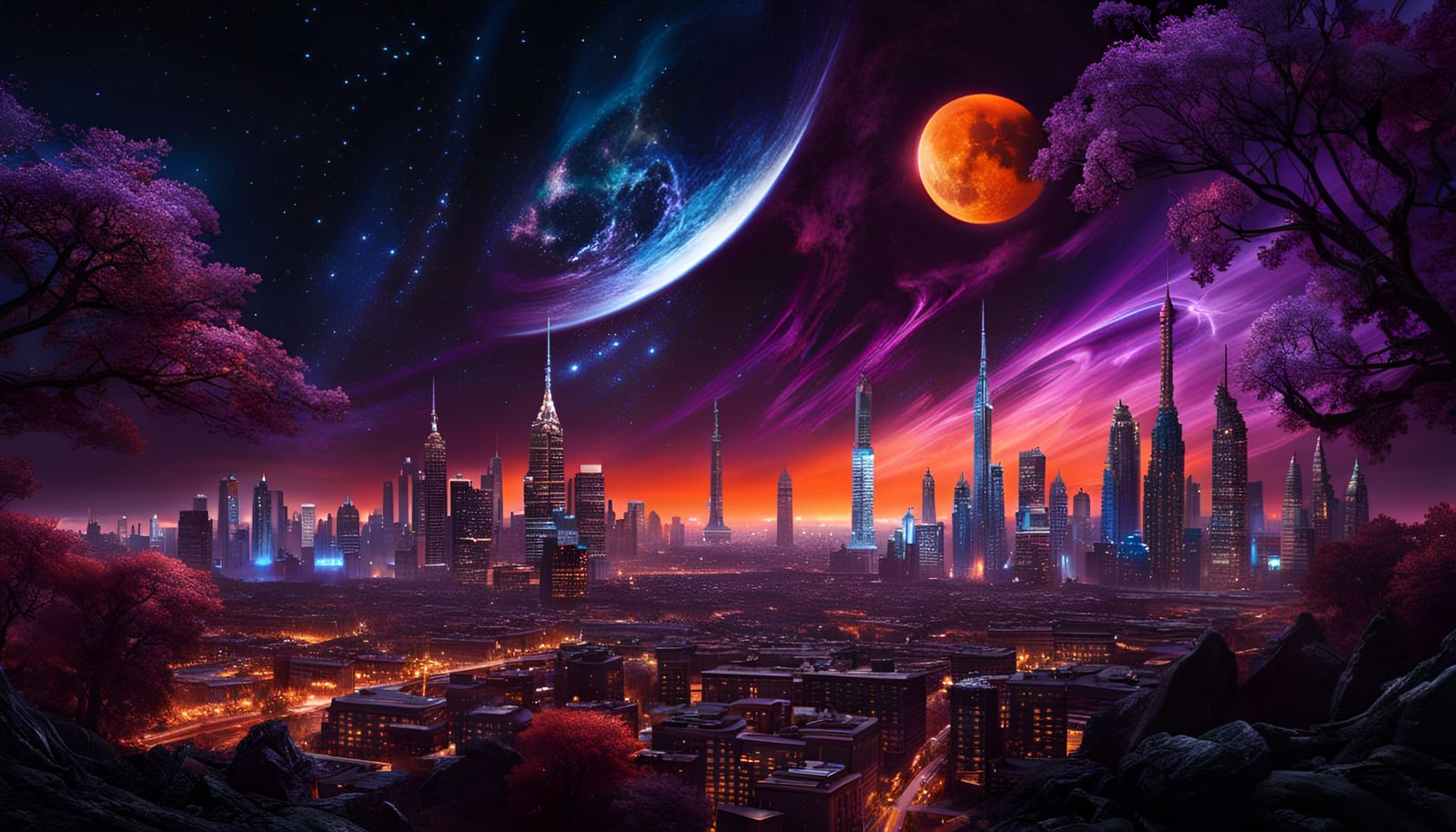 Alien cityscape! - AI Generated Artwork - NightCafe Creator