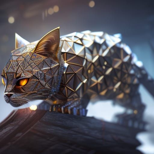 Geometric alien cat - AI Generated Artwork - NightCafe Creator
