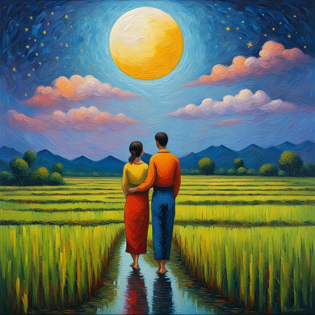 Midnight lovers in the ricefield #2 - AI Generated Artwork - NightCafe ...