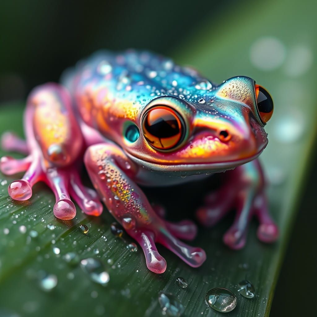 Vibrant frog - Microscopic Frog in Iridescent Glory
