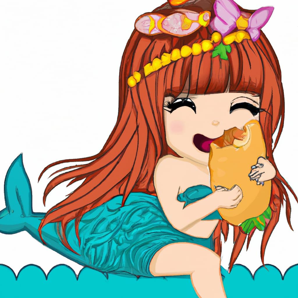 The Little Mermaid eating a delicious tuna sub - AI Generated Artwork ...