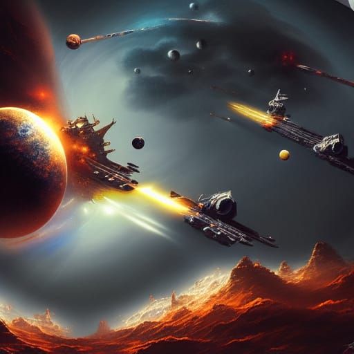 Outer space battle Epic cinematic brilliant stunning intricate ...