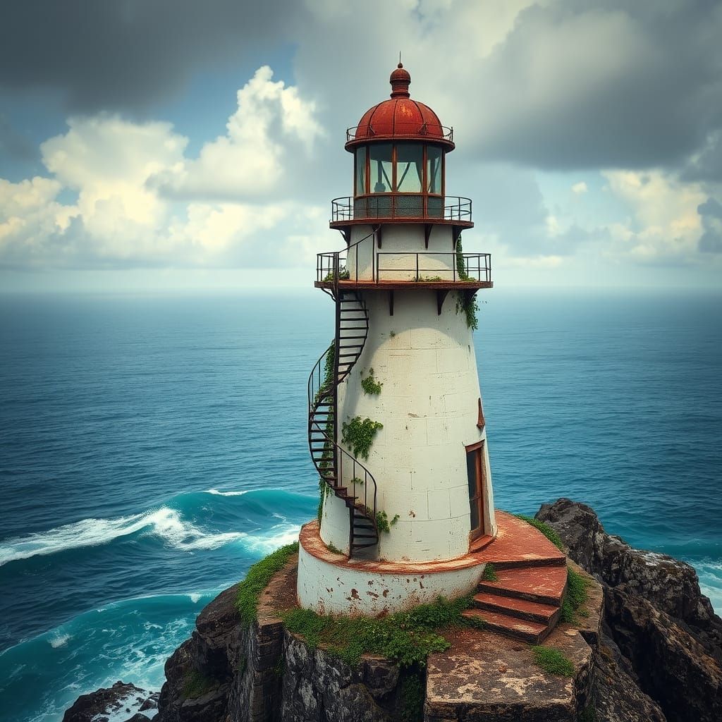 Forgotten Lighthouse on Westmoreland's Turquoise C... - AI Art