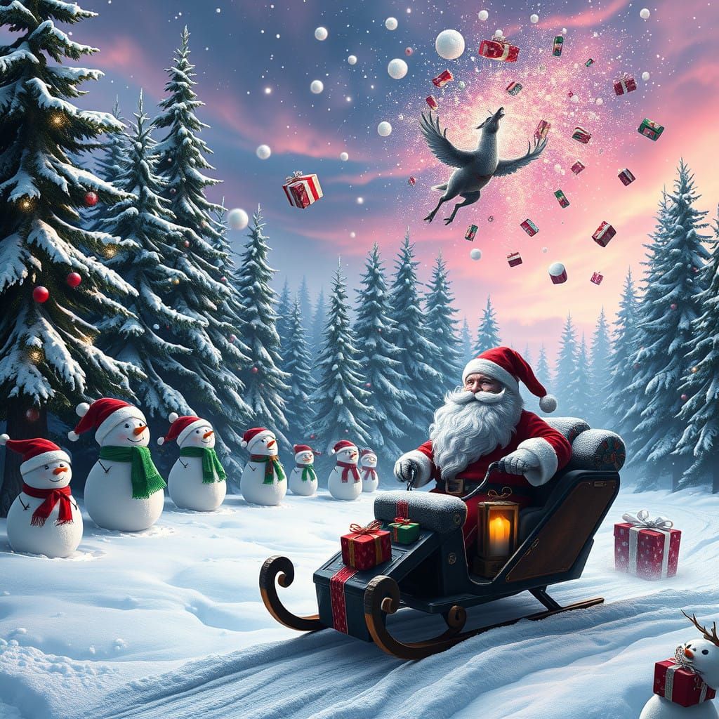 Whimsical Christmas Scene Transforms into Santa Cl... - AI Art