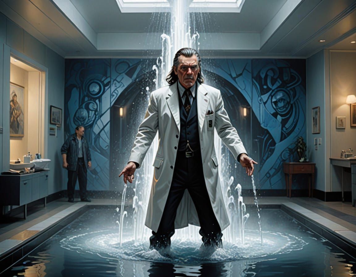 Chief Bromden Smashes Hydrotherapy Fountain in Gri... - AI Art