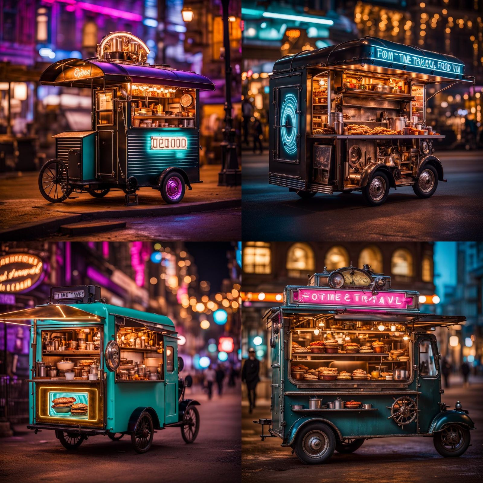 Neon steampunk food truck - AI Generated Artwork - NightCafe Creator