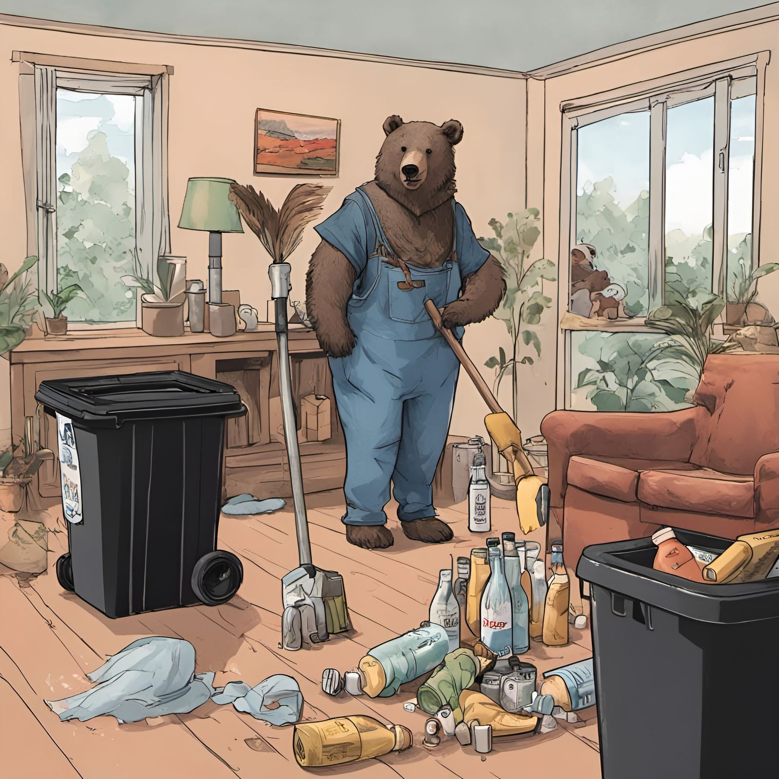 Cleaning after bears. - AI Generated Artwork - NightCafe Creator