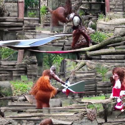 An annual sword fight with orangutan - AI Generated Artwork - NightCafe ...