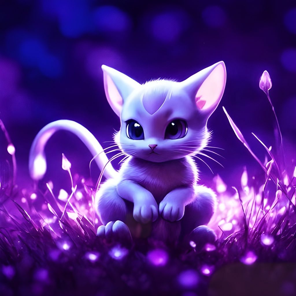 adorable cute baby chibi fluffy furry mewtwo kitten as mewtwo on ...