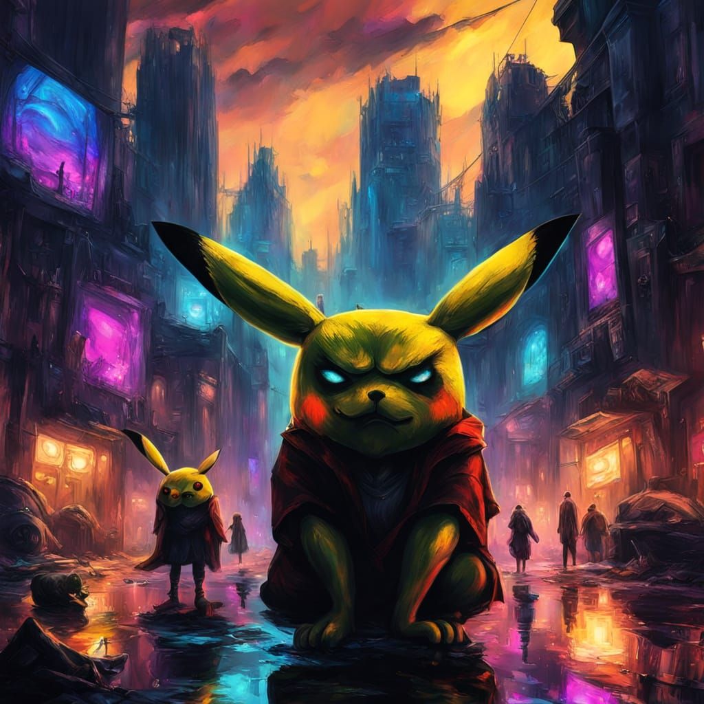 Pikachu Posse on SDXL DPO - Cyberpunk Pikachu in a Neon-Lit ...