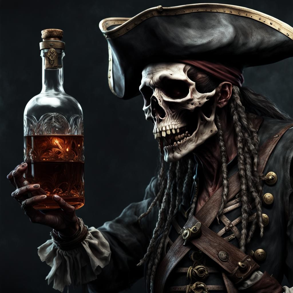 Pirate Skeleton and Rum - AI Generated Artwork - NightCafe Creator