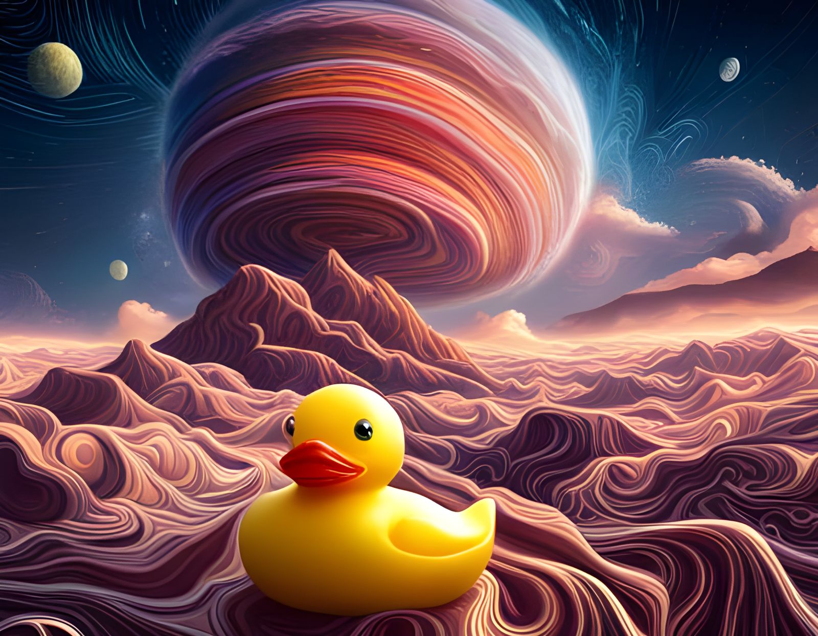 Rubber Duck Aliens visiting the Earth for the first time, hyper ...