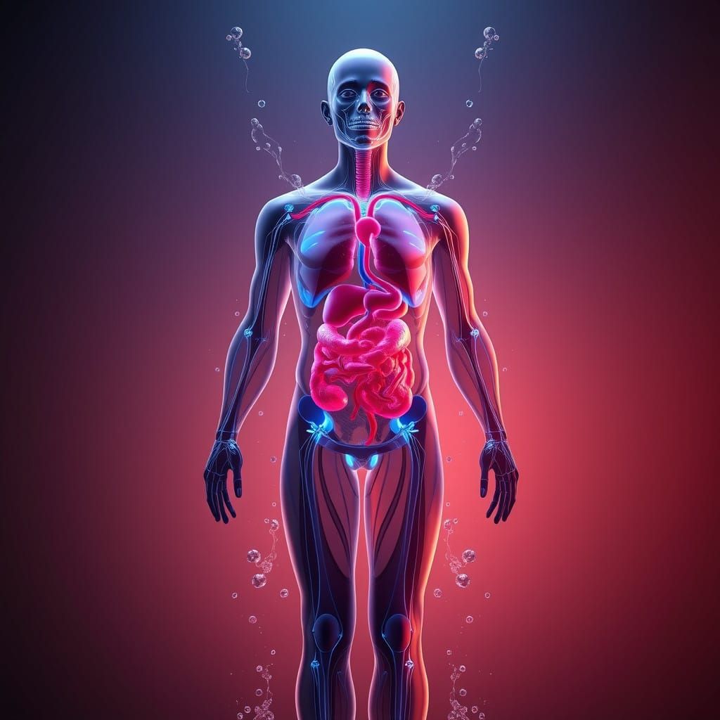 Majestic Human Body 3D Visualization with Hydratio... - AI Art