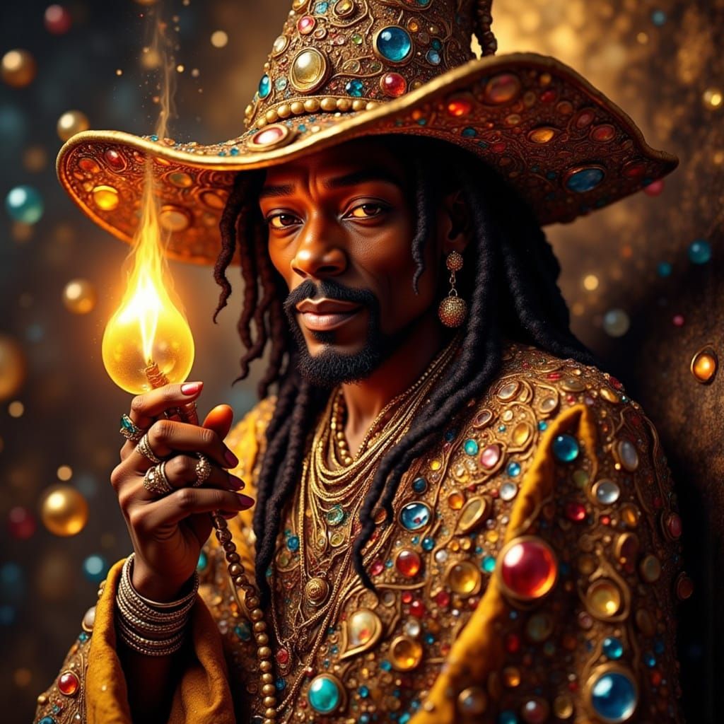 Mystical Rapper Wizard with Glittering Bling and M... - AI Art