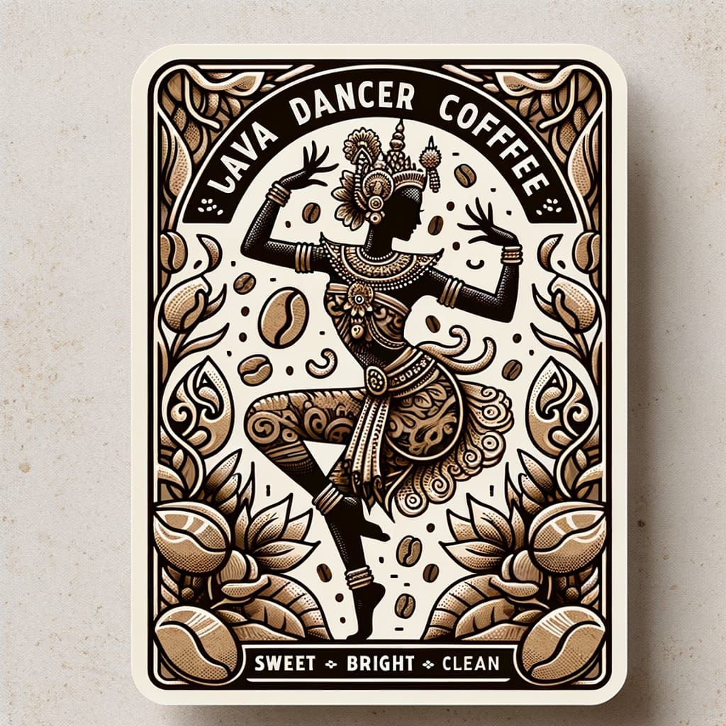 Javanese Dancer Coffee Sticker in Earthy Tones - AI Art