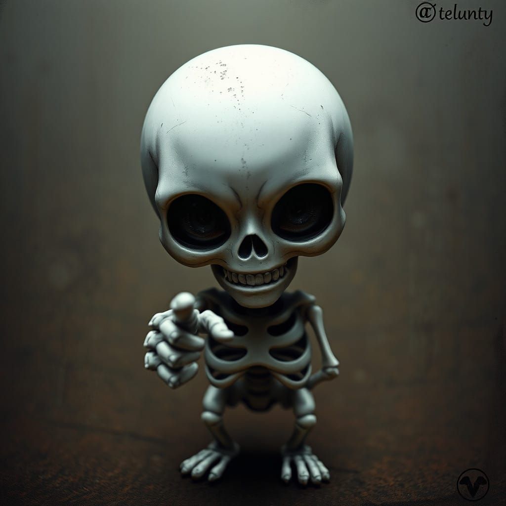 Chibi Skeleton Points Directly at the Viewer in Mo... - AI Art