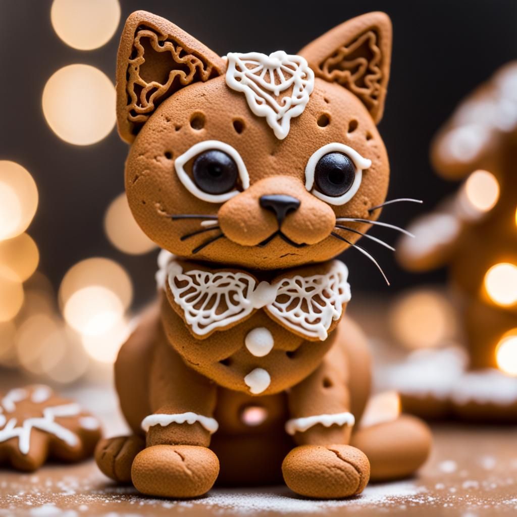 Gingerbread Kitten 😻🍪 - AI Generated Artwork - NightCafe Creator