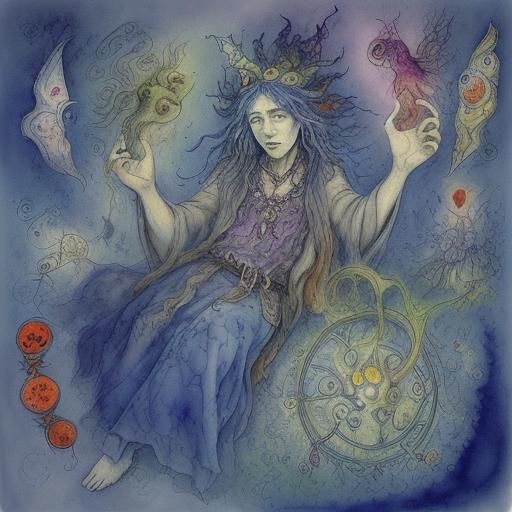 Magical shaman enthralling a surreal dystopian nightmare of a broken ...