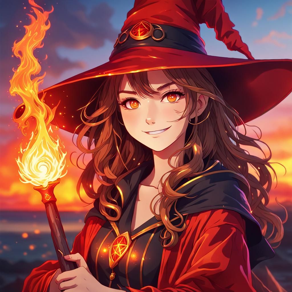 "Spellbinding Sunset: The Fiery Wizard" - AI Generated Artwork ...
