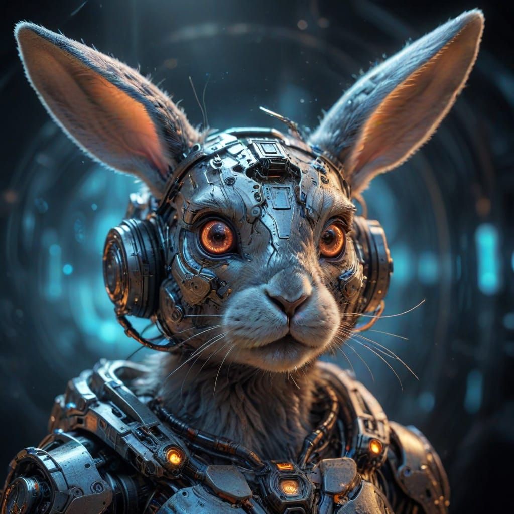 Cyberpunk Rabbit Halo Illumination - AI Art