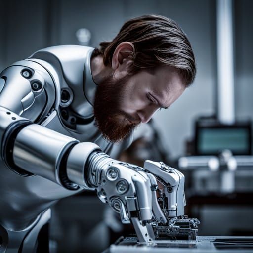 Robot Making More Robots - AI Generated Artwork - NightCafe Creator