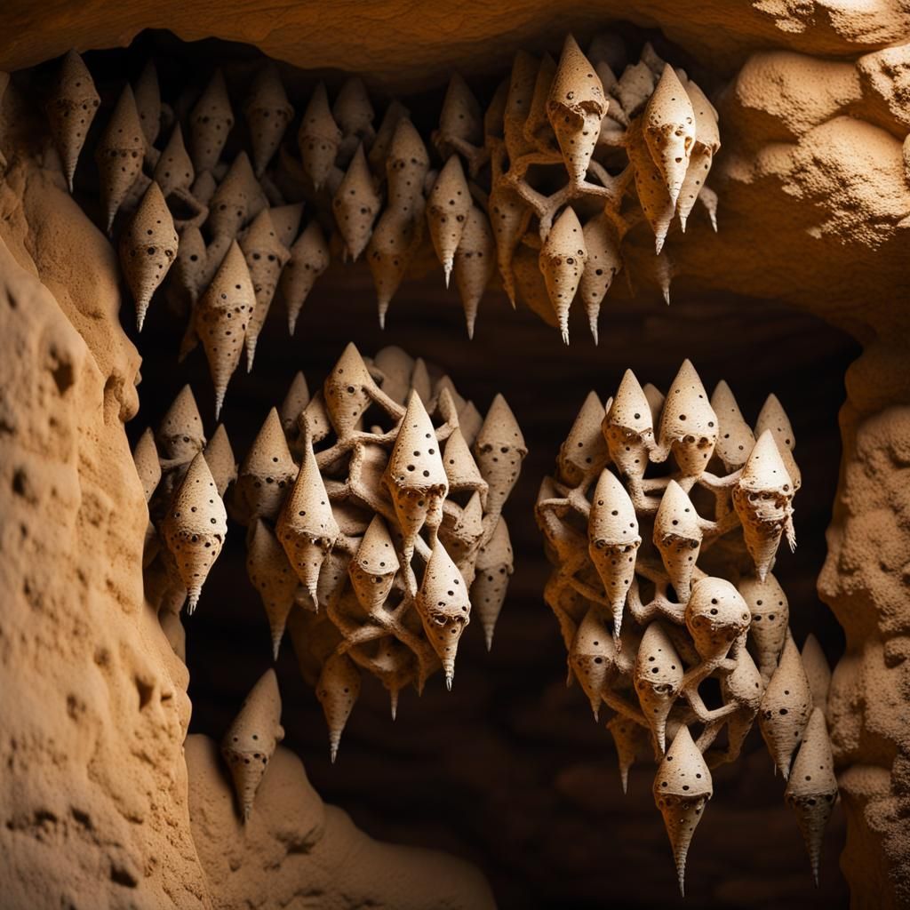 Elaborate Mud Dauber nests hanging in a cave, 4k resolution, a ...