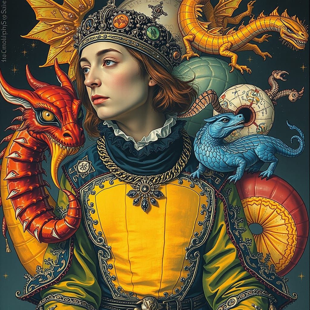 Hieronymous Bosch in Whimsical, Symbolic Landscape - AI Art