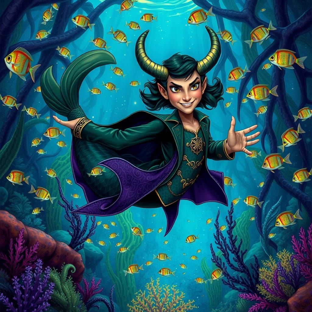 Loki under water adventure - Loki in Whimsical Underwater K...
