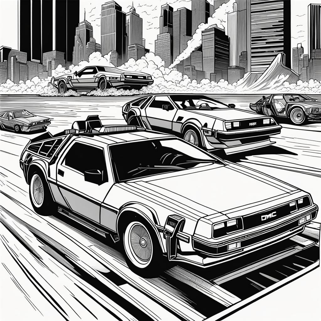 DMC DeLorean 1981, Delorean in challenge with other muscle cars from ...