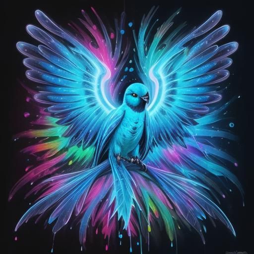 STUNNINGLY BEAUTIFUL happy Bioluminescence birds FINELY DETAILED with ...