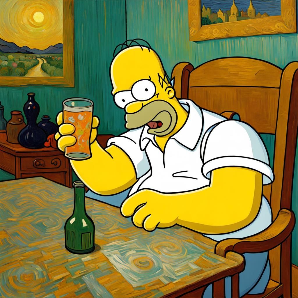 Homer Simpson by Vincent Van Gogh - AI Generated Artwork - NightCafe ...