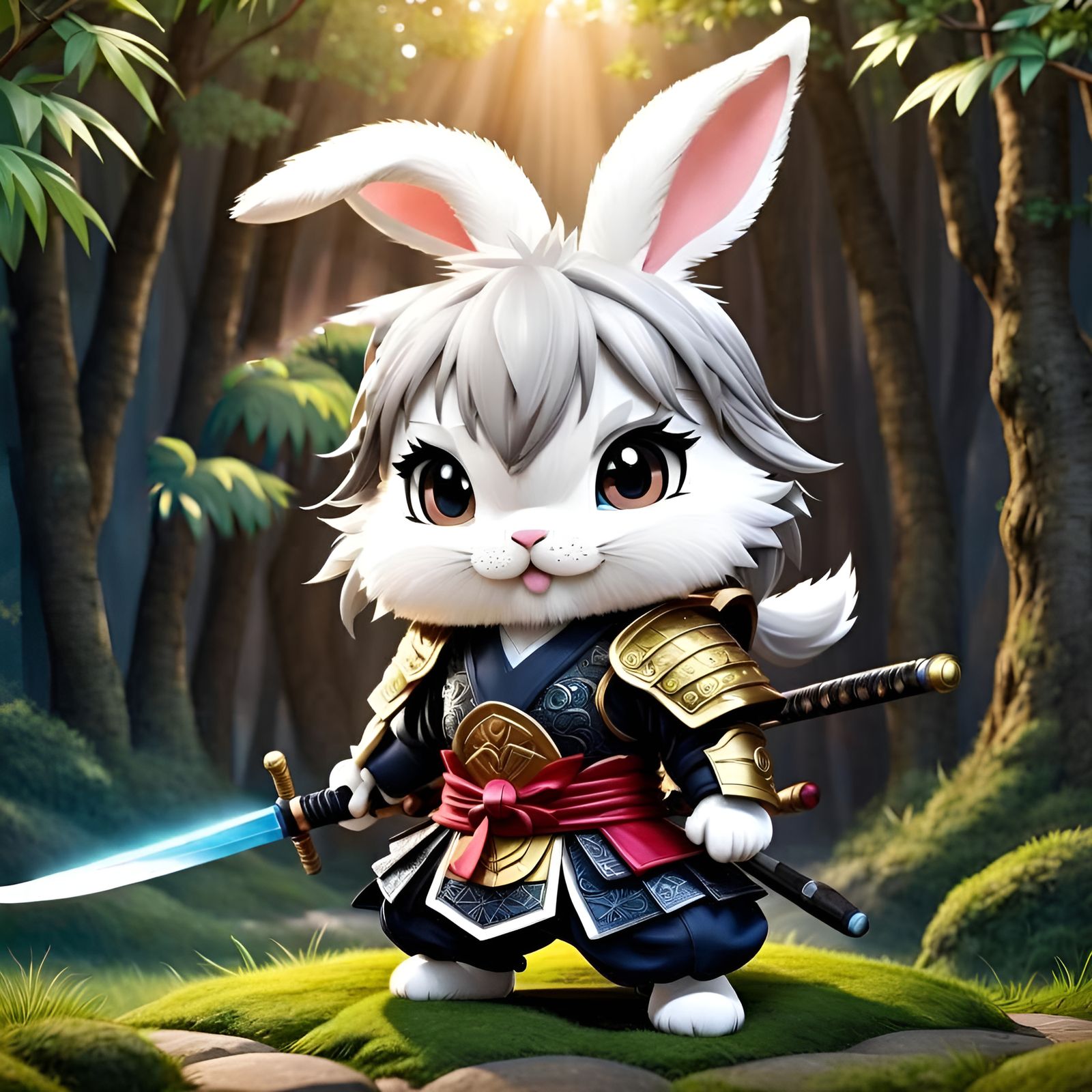 Cute Chibi Samurai Rabbit - AI Generated Artwork - NightCafe Creator
