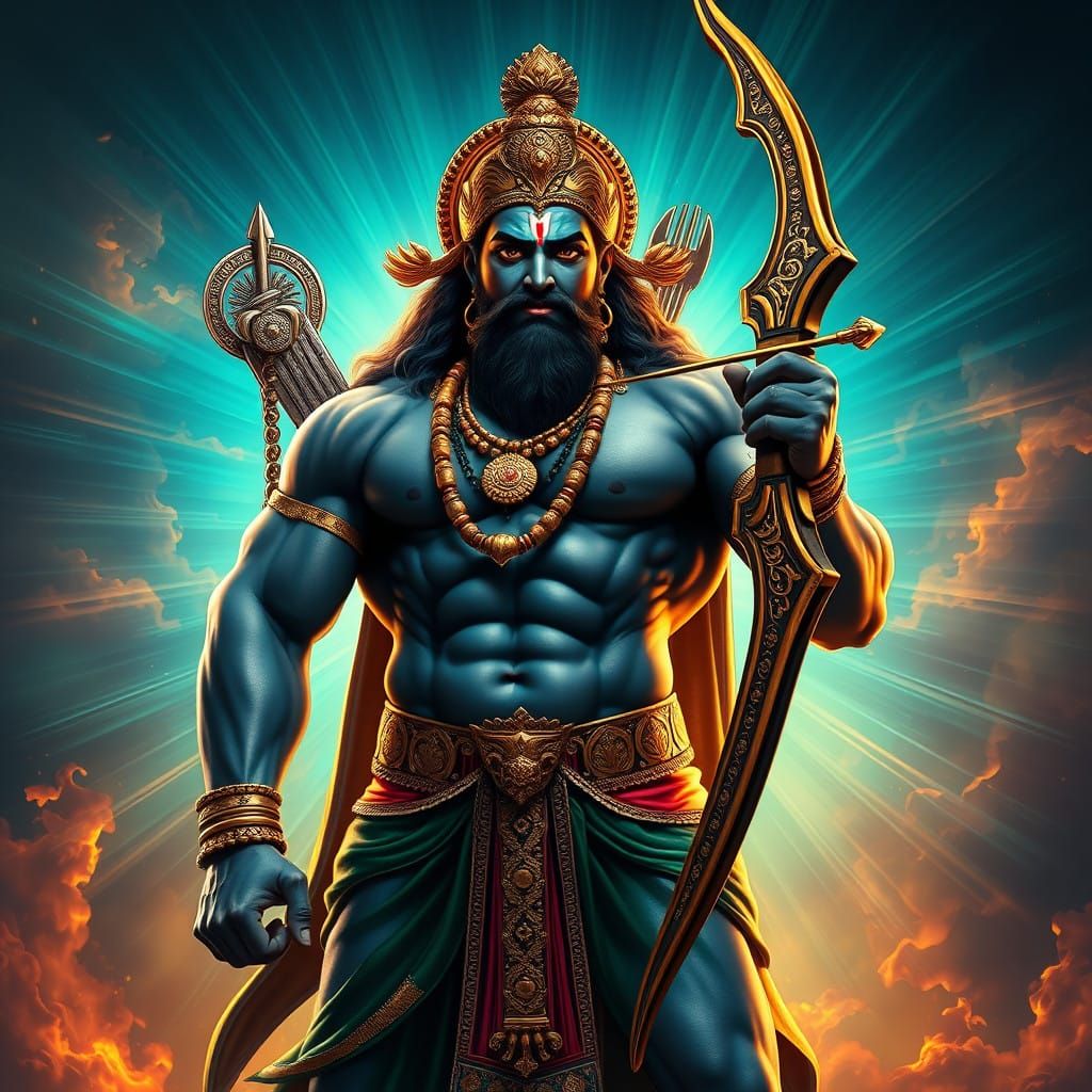 Supreme Bodybuilder God Lord Shri Rama in Divine P... - AI Art