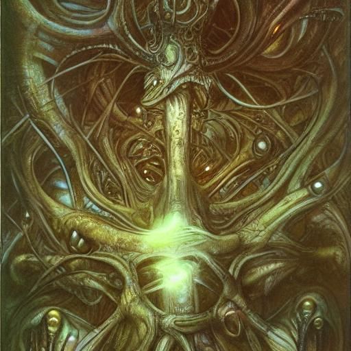 16k resolution, art by H.R. Giger, Brian Froud, imaginary ...