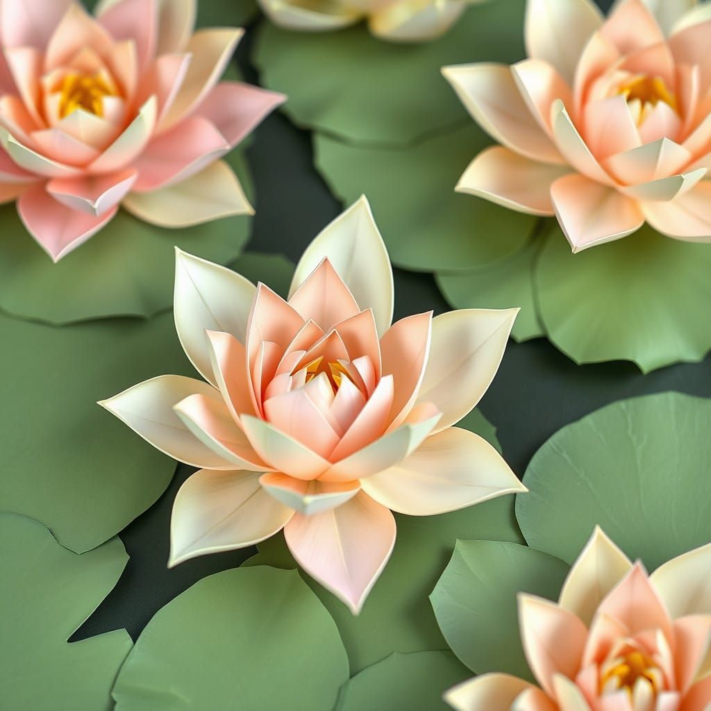 ORIGAMI WATER LILIES - Delicate Origami Water Lilies in Past...