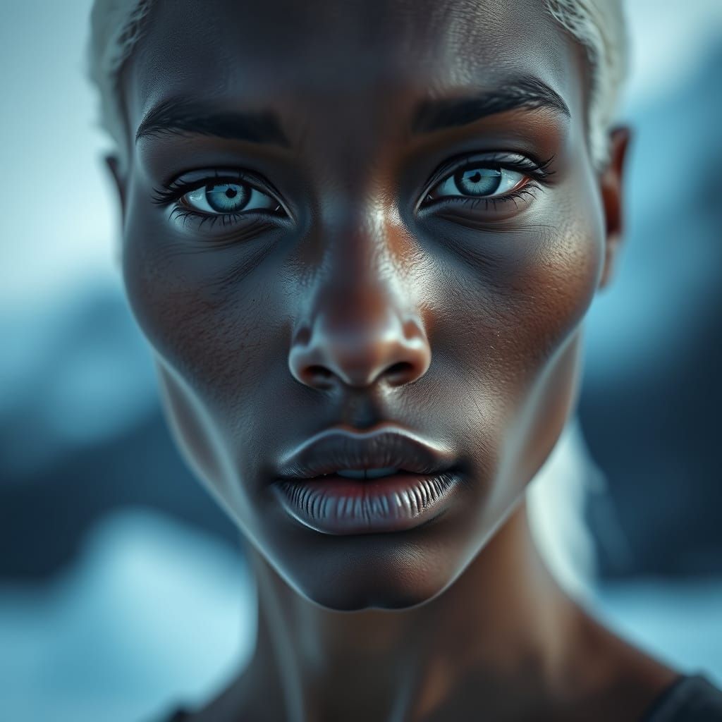 Hyperrealistic Close-up Portrait in Monochromatic ... - AI Art