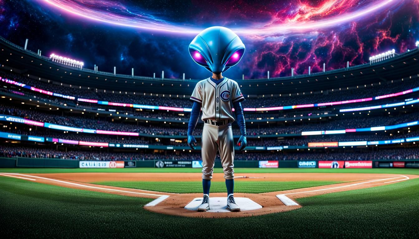 Cosmic Alien Baseball Player - AI Generated Artwork - NightCafe Creator