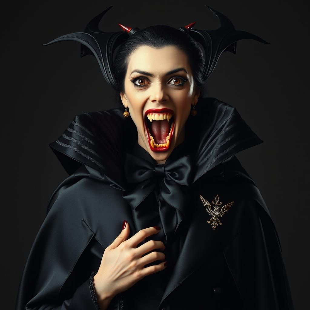 Gothic Countess Reveals Dark Vampiric Nature in Bl... - AI Art